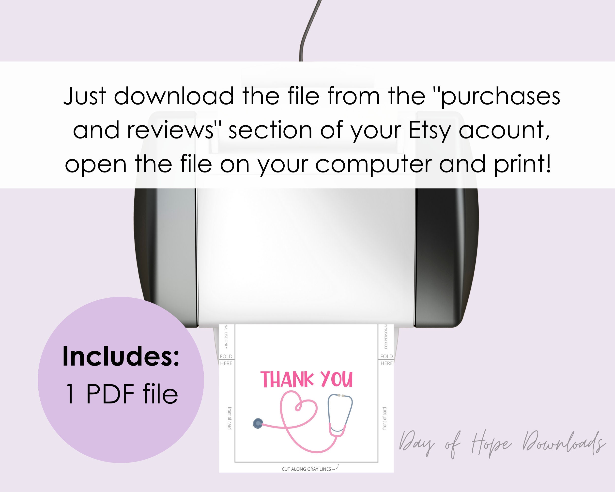 Printable Nurse Thank You Card, Printable Nurse Appreciation Card for ...