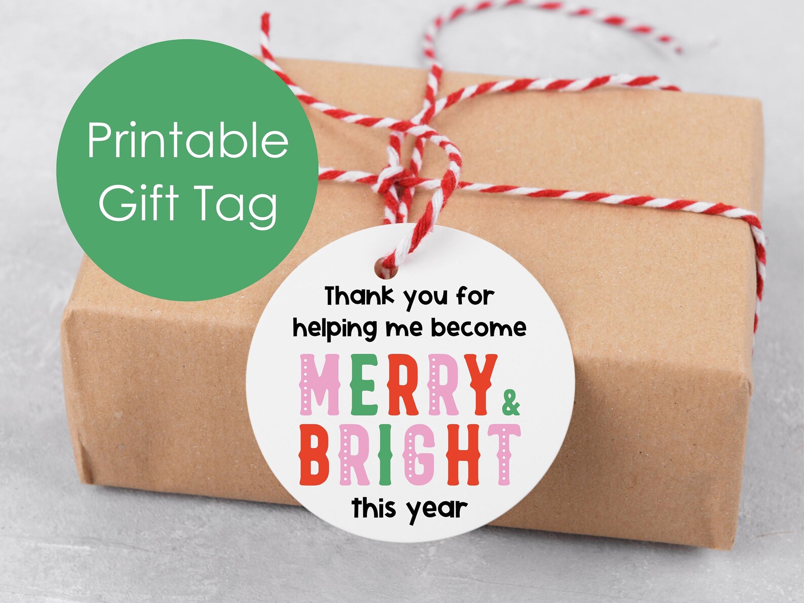 Printable Teacher Christmas Gift Tag, Thank You for Helping Me Become ...