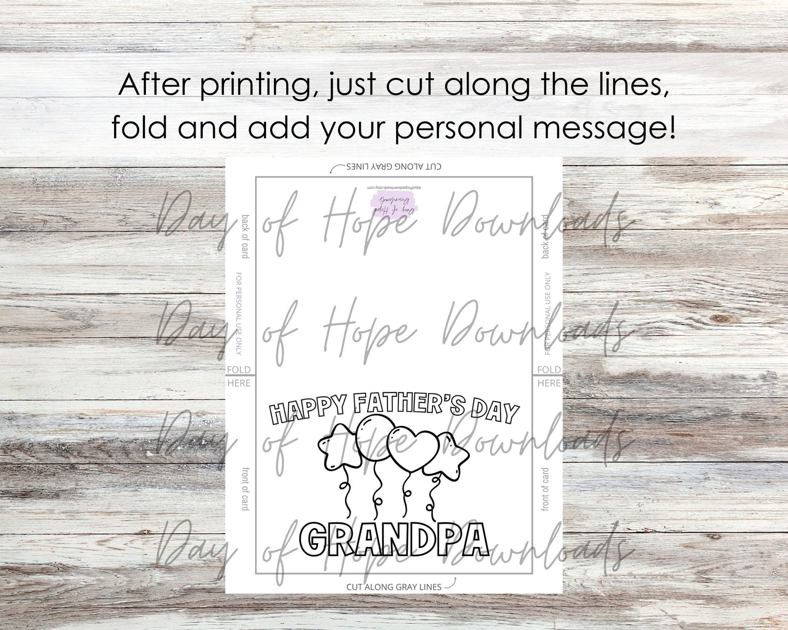 Printable Grandpa Fathers Day Coloring Card for Grandpa | Happy Father ...