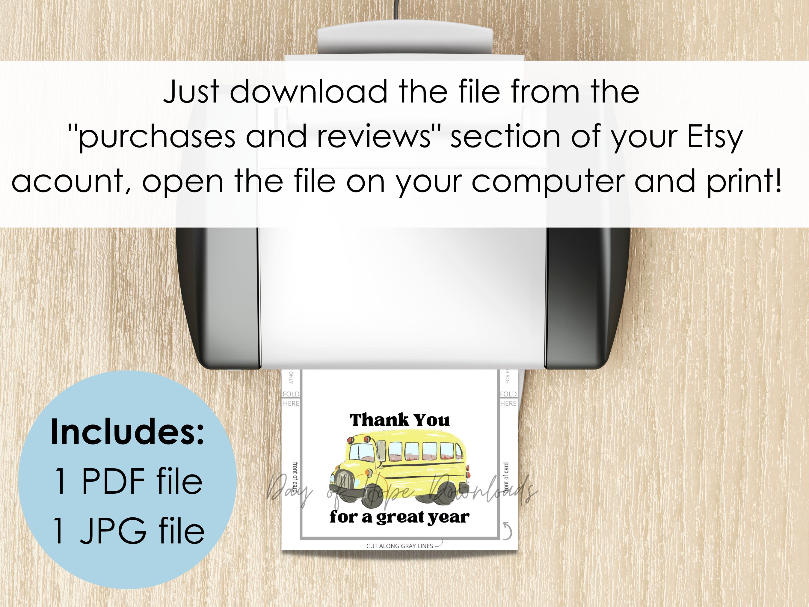Printable Bus Driver Thank You Card, Thank You for a Great Year for ...