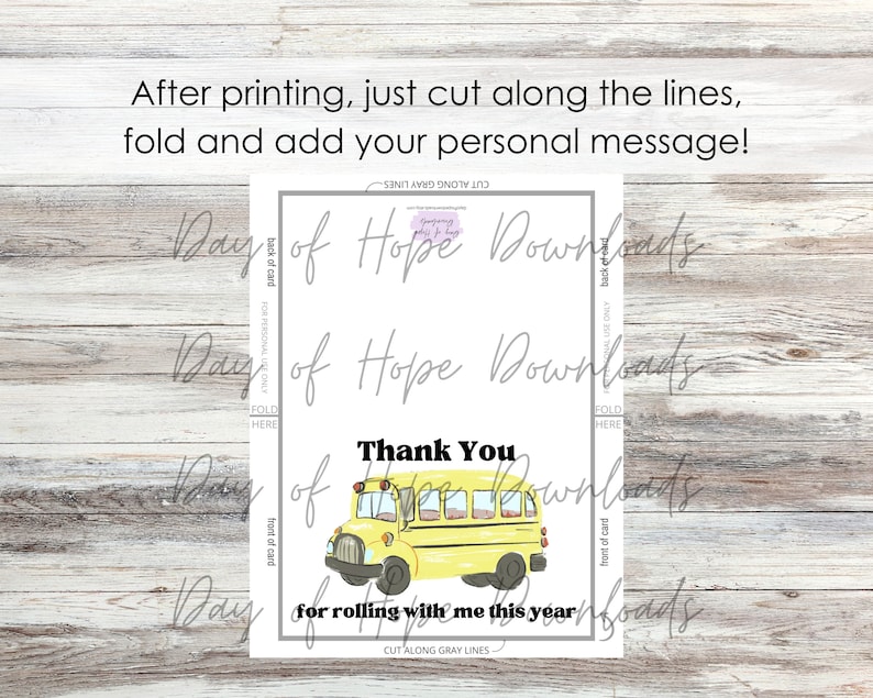 Printable Bus Driver Thank You Card, Thank You for Rolling With Me This ...