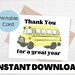 Printable Bus Driver Thank You Card, Thank You for a Great Year for ...