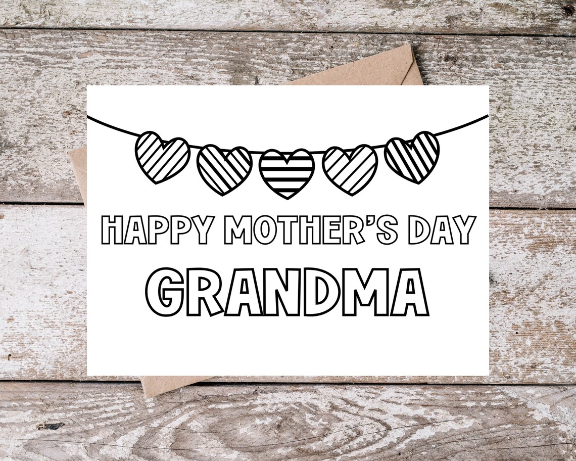 Printable Grandma Mothers Day Coloring Card for Grandma Happy Mother's ...