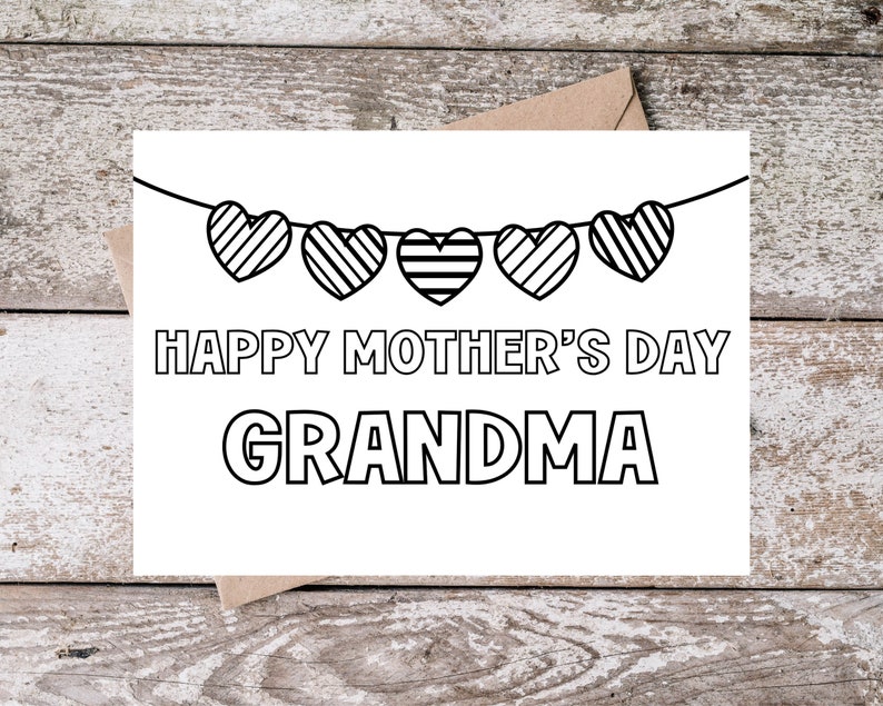 Printable Grandma Mothers Day Coloring Card for Grandma | Happy Mother ...