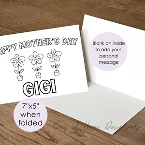Printable Gigi Mothers Day Coloring Card for Grandma, Happy Mother's ...
