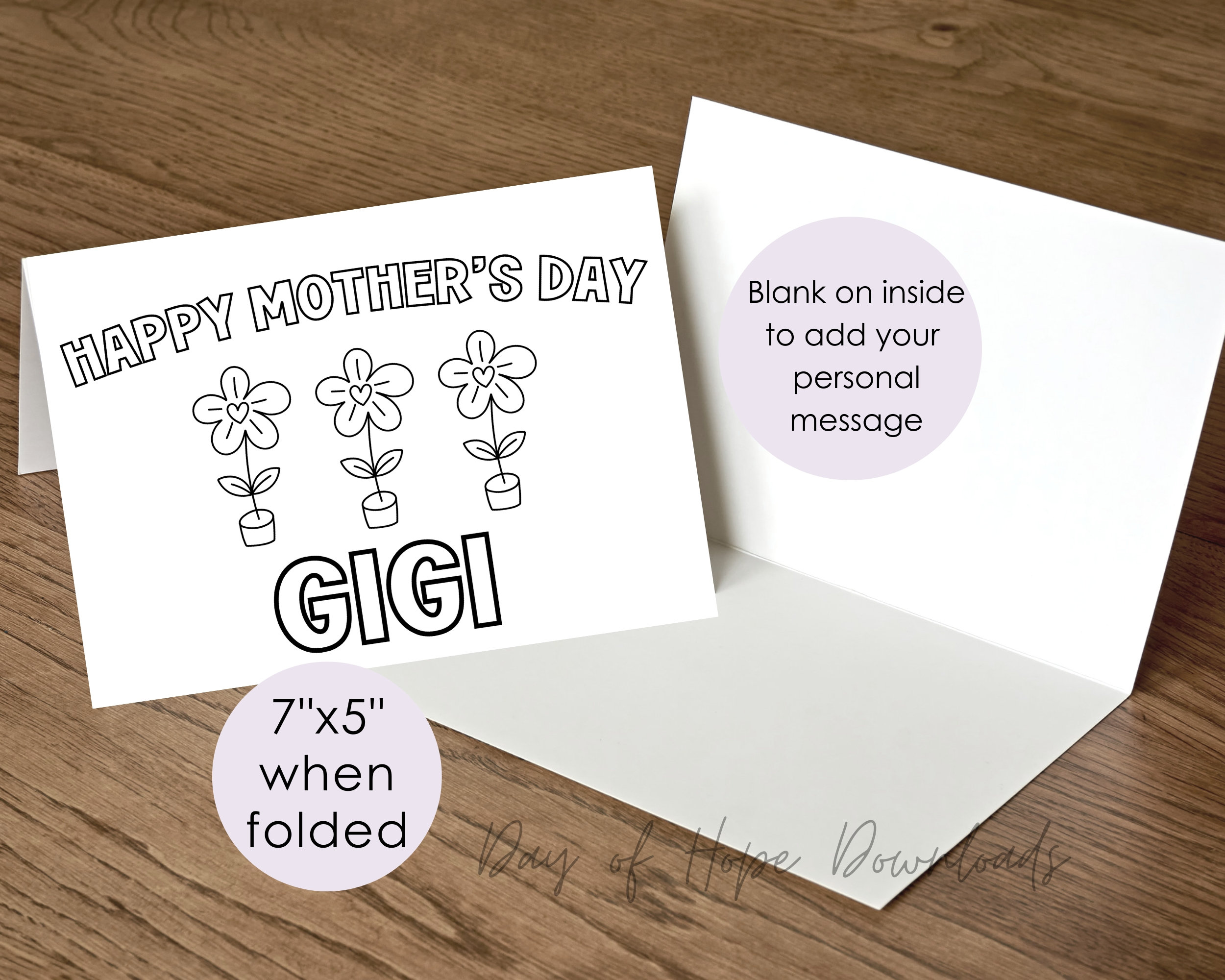Printable Gigi Mothers Day Coloring Card for Grandma, Happy Mother's ...