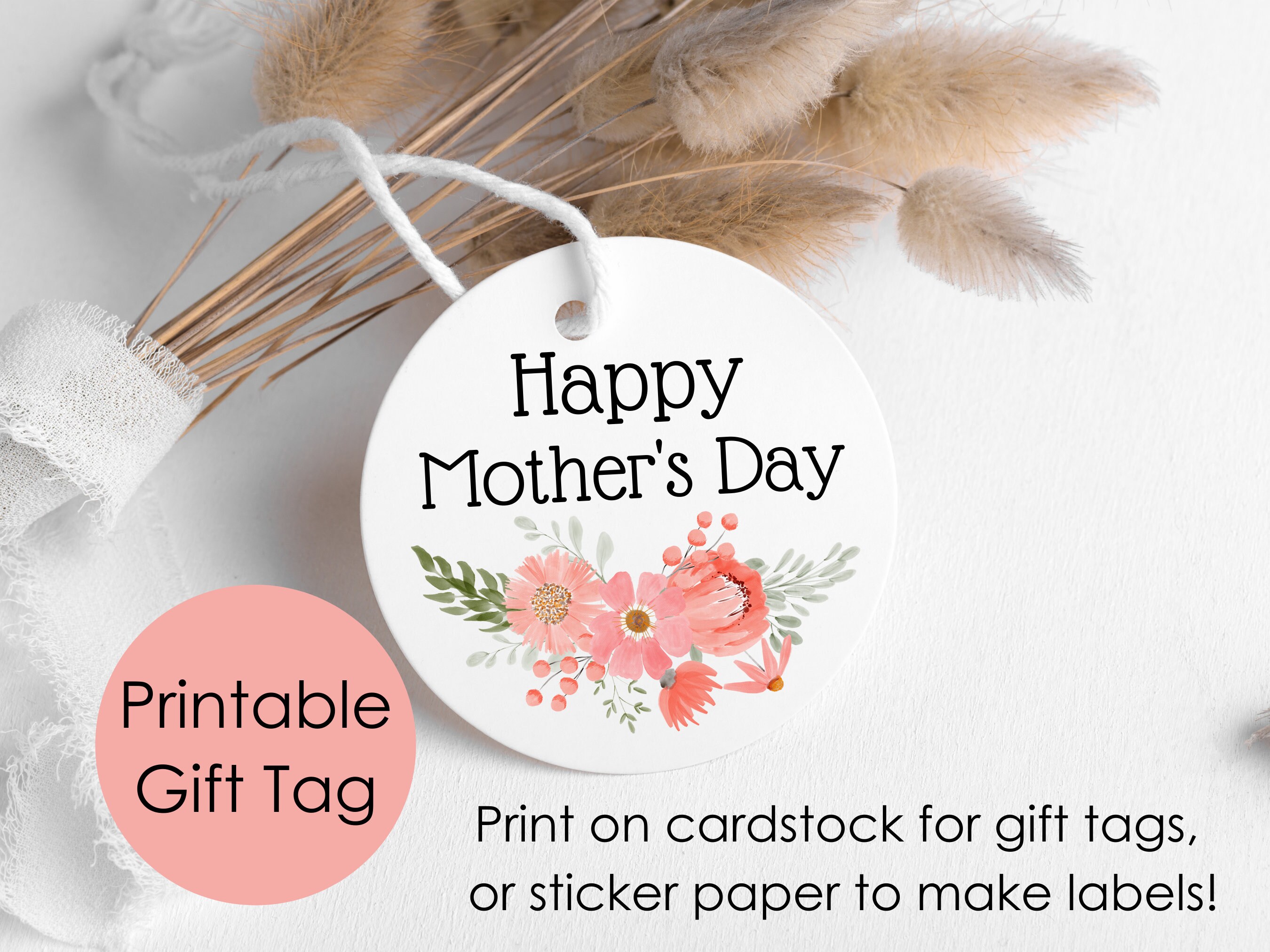 Printable Mothers Day Gift Tag | Happy Mother's Day Gift Tag or Sticker ...