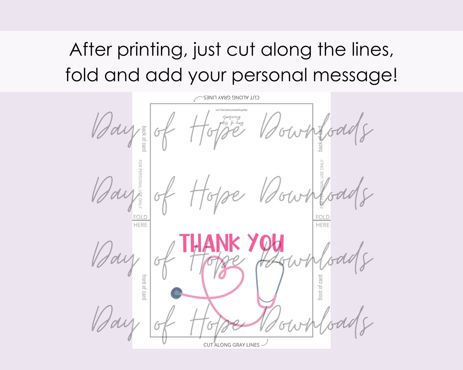 Printable Nurse Thank You Card, Printable Nurse Appreciation Card for ...