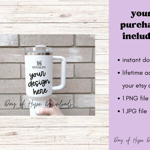 Stanley Tumbler Mockup Image, White 40 Oz Stanley Cup Mockup, Vinyl ...