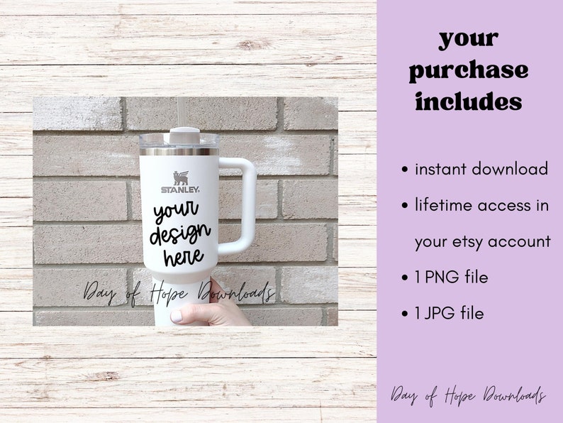 Stanley Tumbler Mockup Image, White 40 Oz Stanley Cup Mockup, Vinyl ...