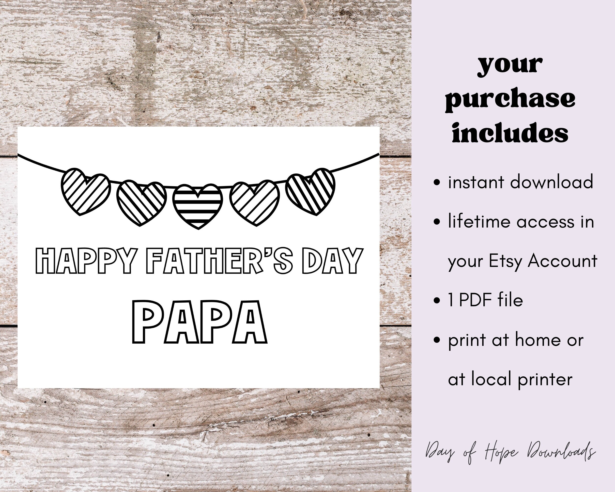 Printable Papa Fathers Day Coloring Card for Grandpa | Happy Father's ...