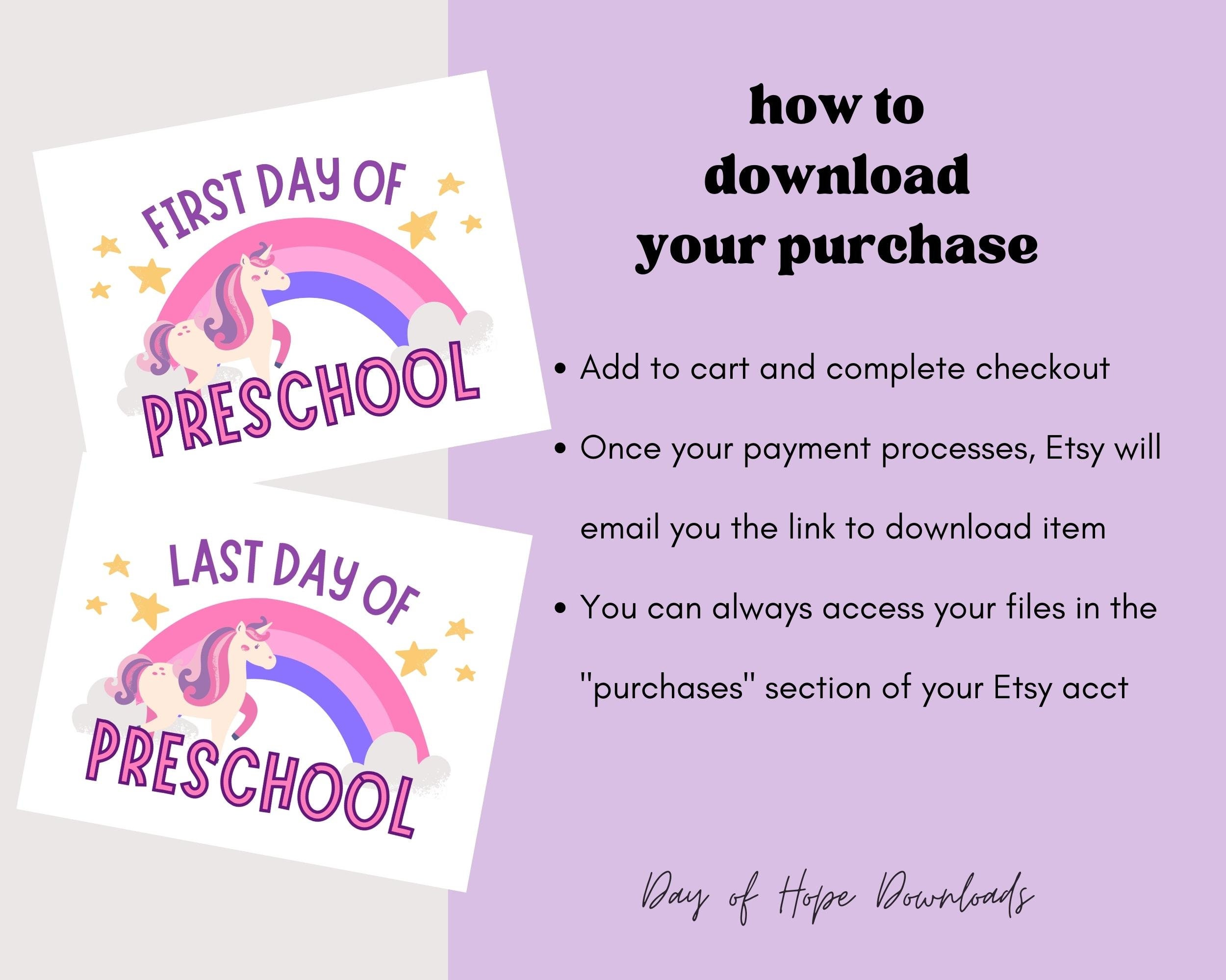 First Day of Preschool Sign Bundle, 1st Day of School 2022, Unicorn ...