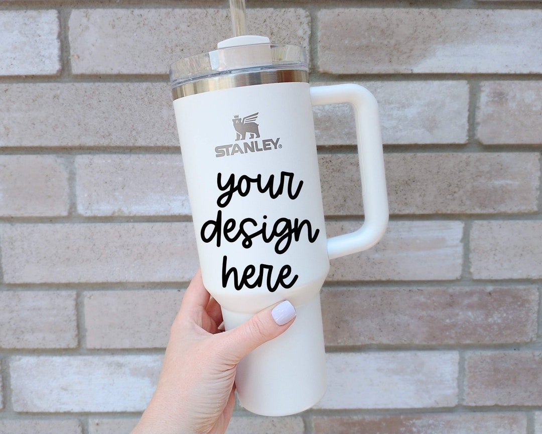 Stanley Tumbler Mockup Image, White 40 Oz Cup Mockup, Vinyl Decal ...