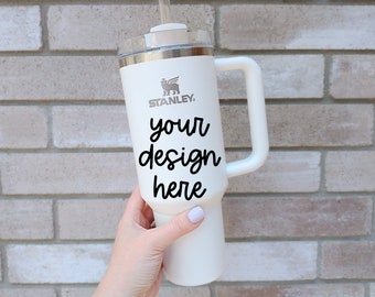 Stanley Tumbler Mockup Image, White 40 Oz Stanley Cup Mockup, Vinyl ...