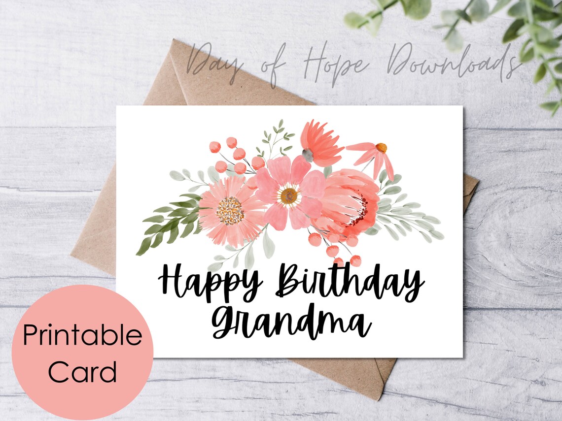 Printable Birthday Card for Grandma Happy Birthday Grandma | Etsy