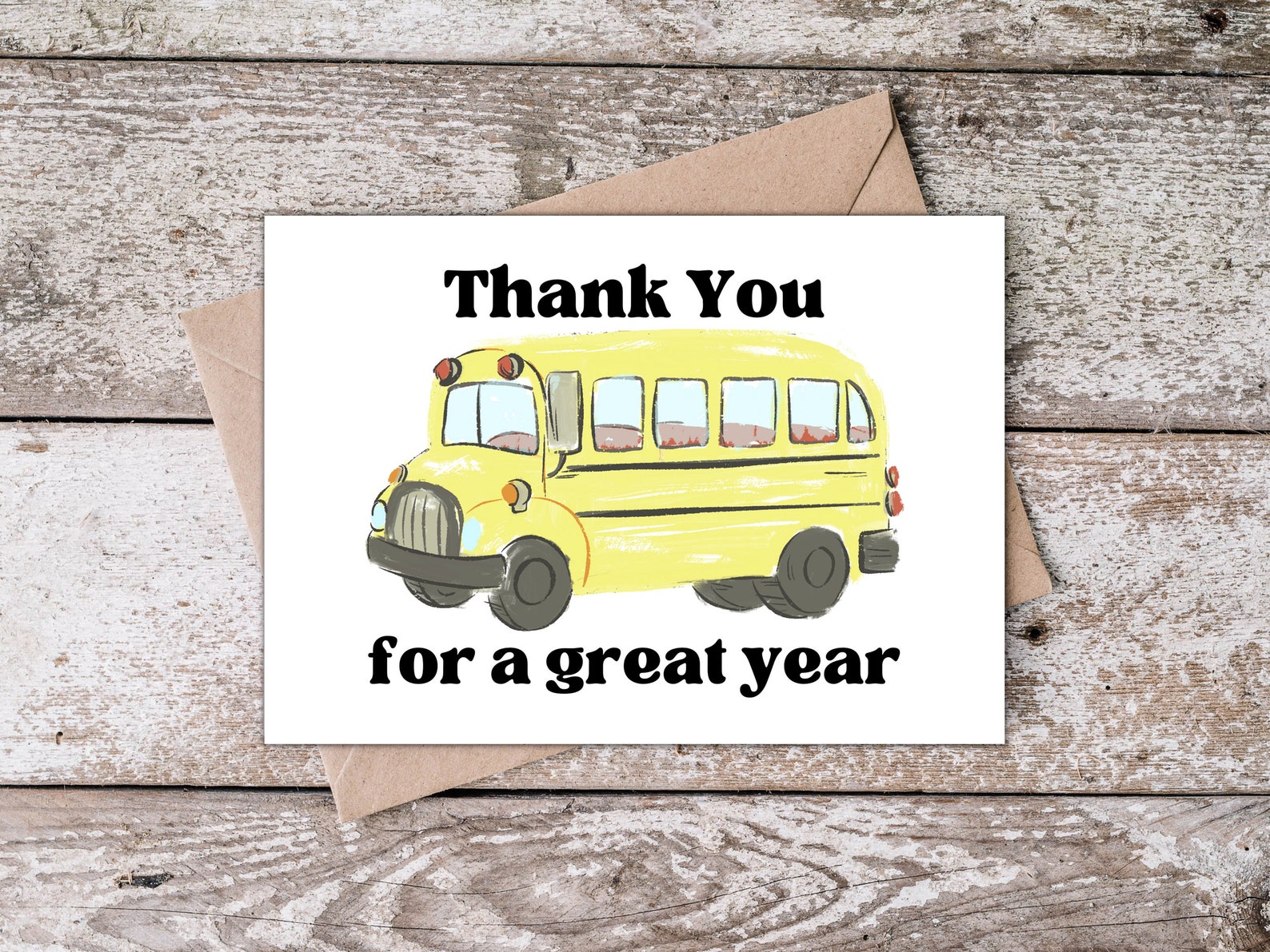 Printable Bus Driver Thank You Card, Thank You for a Great Year for ...
