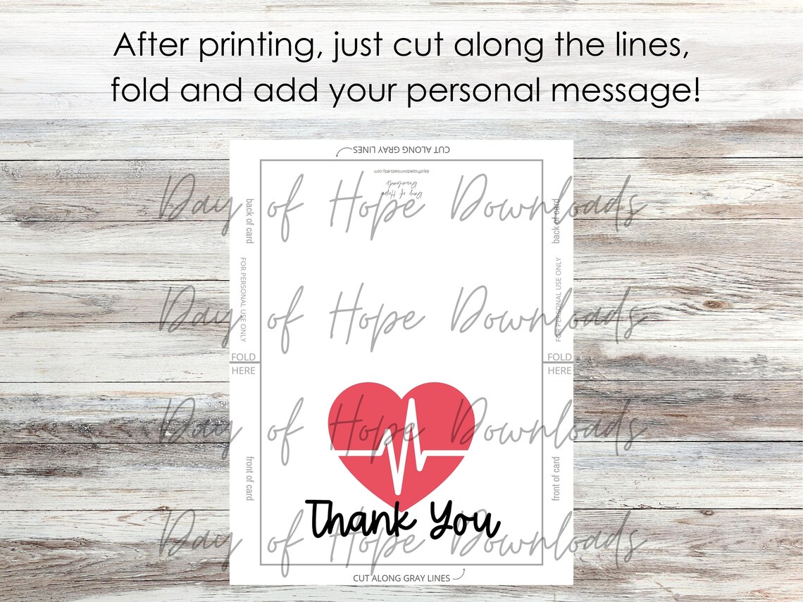 Medical Thank You Card, Printable Appreciation Card for Doctors, Nurses ...