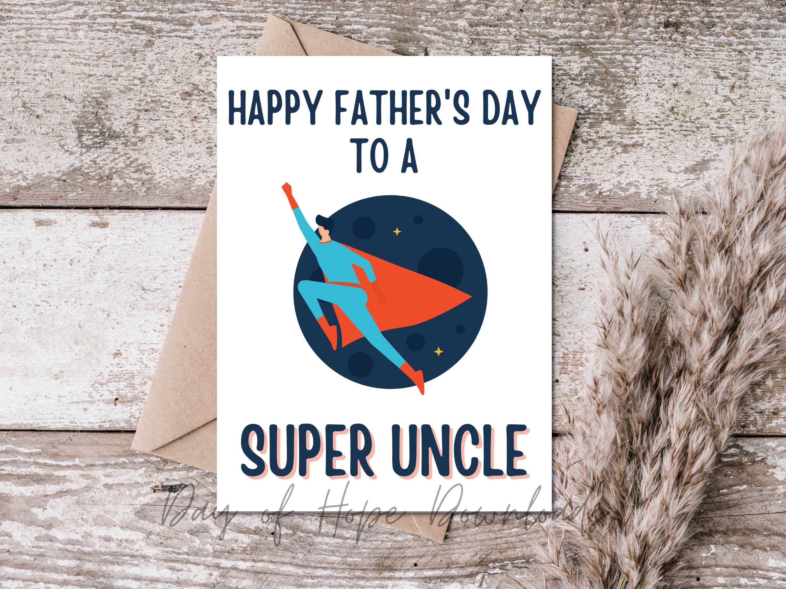 Printable Fathers Day Card for a Super Uncle Happy - Etsy Canada