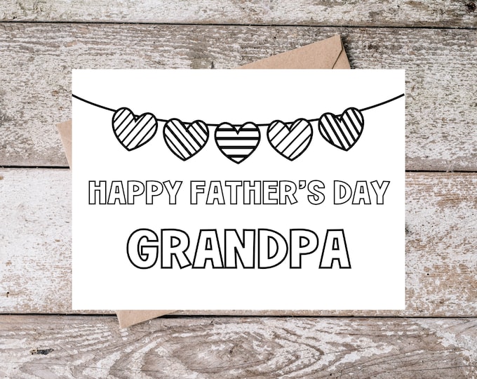 Grandpa Card From Grandchild, PRINTABLE Colorable Card for Grandfather ...