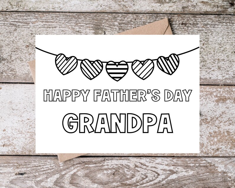 Printable Grandpa Fathers Day Coloring Card for Grandpa Happy Father's ...