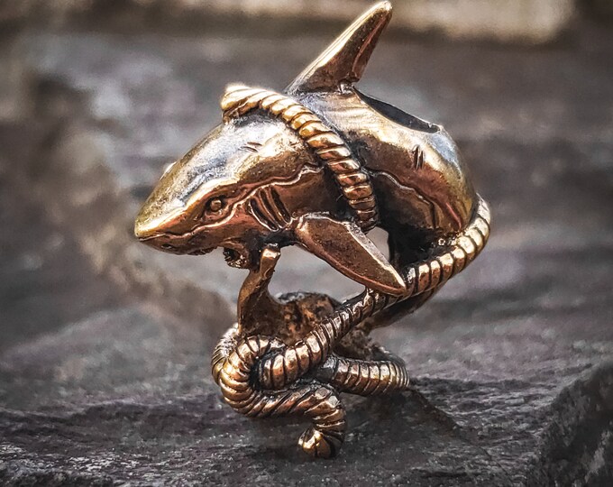Shark Paracord Bead Lanyard Bead Knife Bead Edc Bead Made of Bronze - Etsy