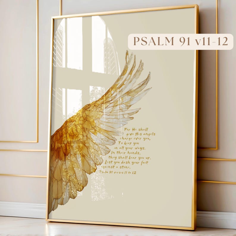 Digital DOWNLOAD Psalm 91 V11 12 His Angels Guard Watch Over You Abide ...