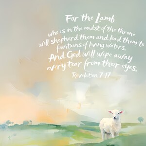 Digital DOWNLOAD Lamb of God, Revelation 7v17 , Sheep, Shepherd, Wipe ...