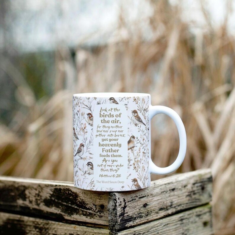 Sparrow Matthew 6v26 Look at the Birds 11oz/ 325ml Ceramic Mug ...