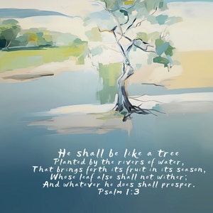 Digital DOWNLOAD Psalm 1 Tree, Psalms 1, Christian Landscape Painting ...