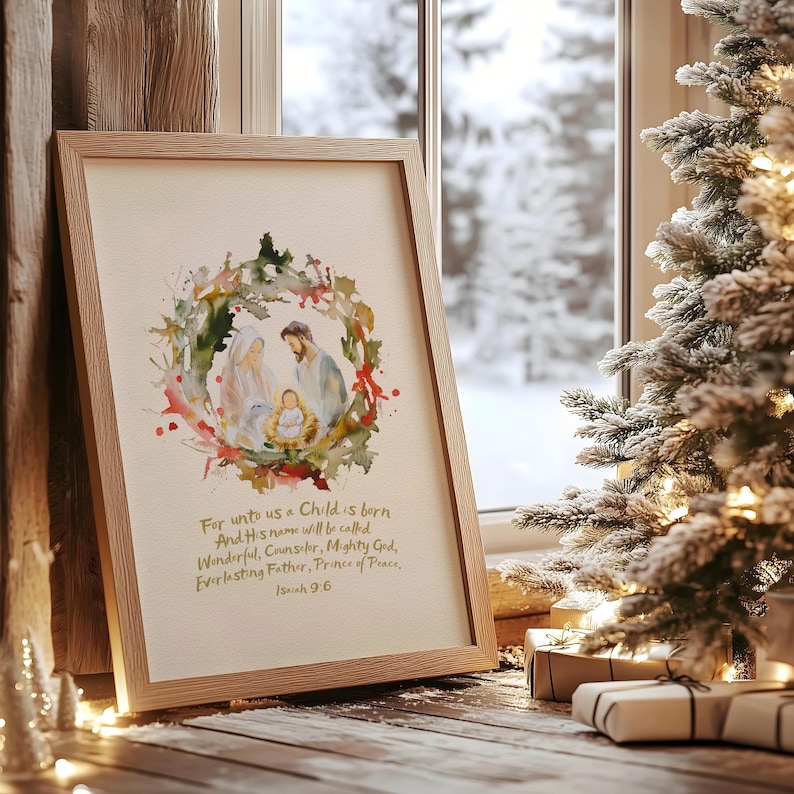 Digital DOWNLOAD Isaiah 9v6 Immanuel God With Us Baby Jesus Manger Lamb ...