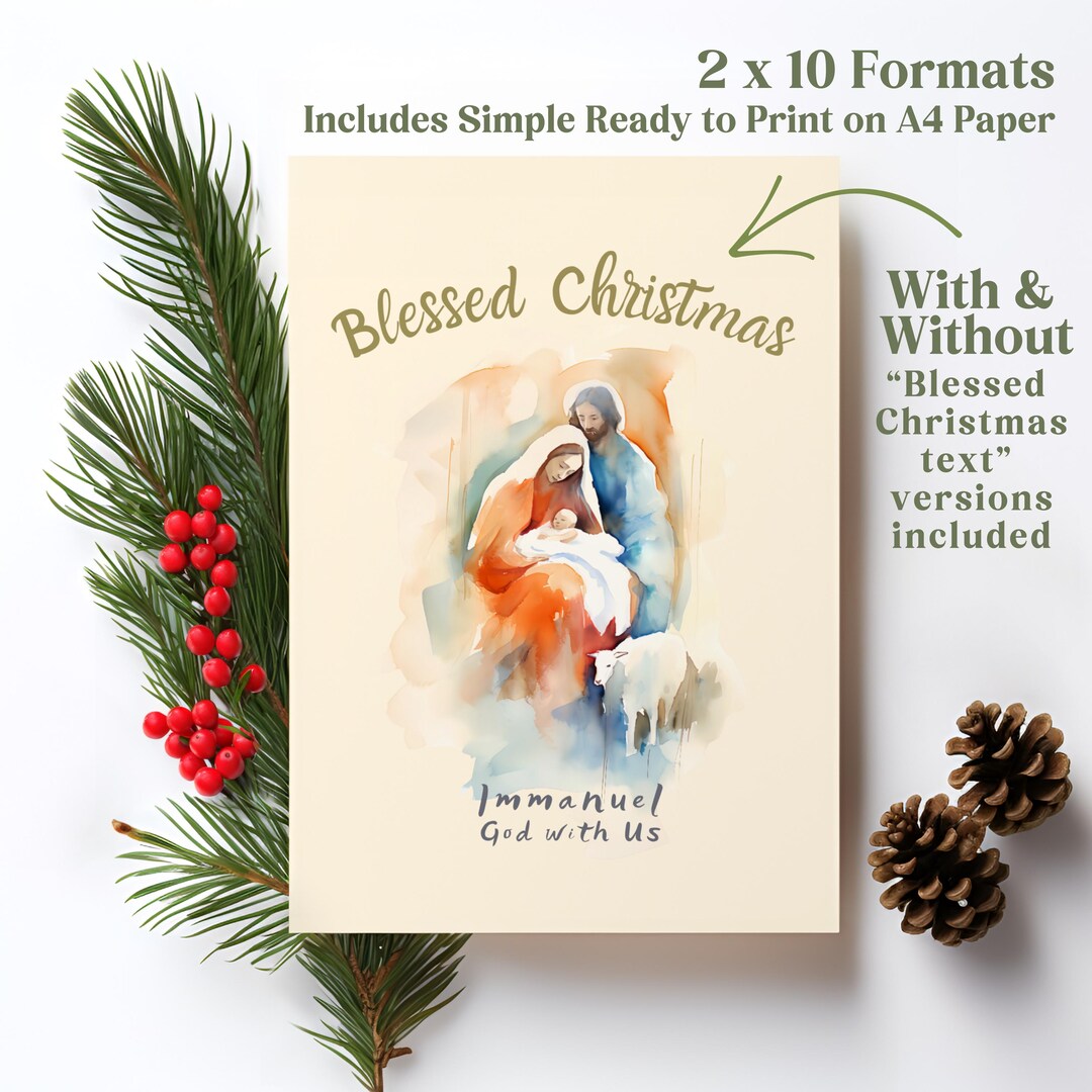 Digital DOWNLOAD Blessed Christmas Cards Immanuel God With Us, Emmanuel ...