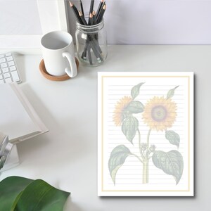 Printable Stationary, Sunflower Theme, Set of 10: Letter Size and A4 ...