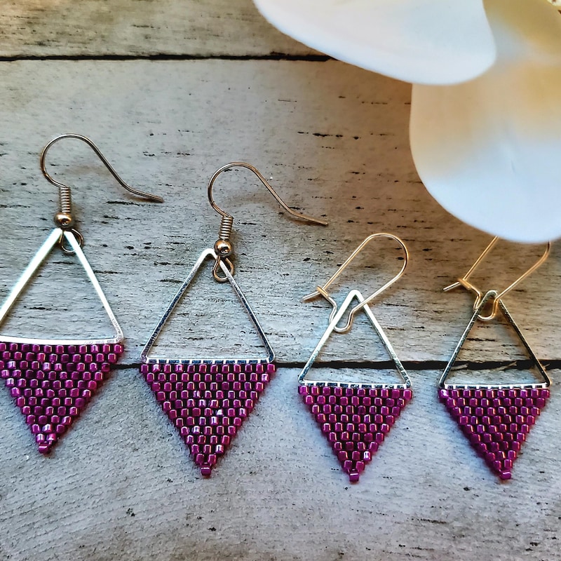 Beaded Triangle Earrings - Etsy