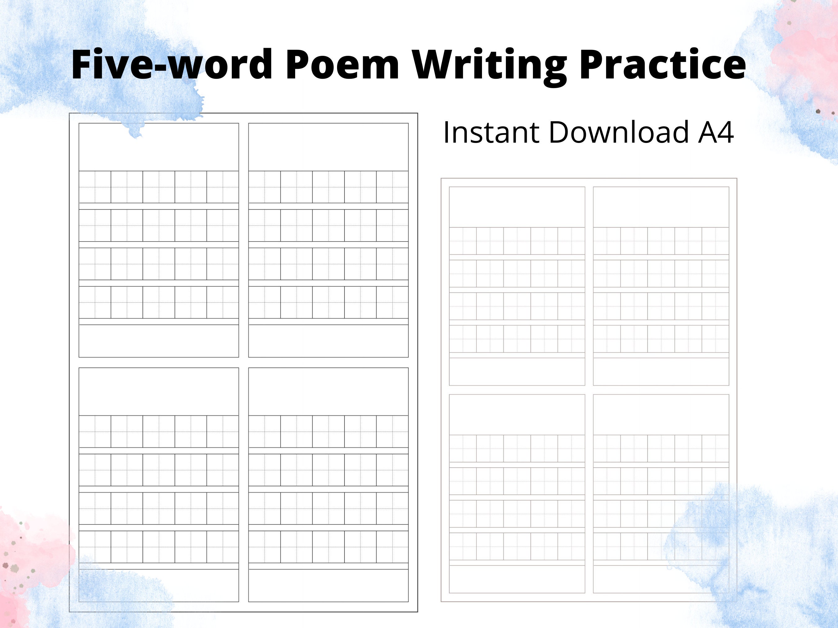 Ancient Chinese 5-word Poem Writing Sheet, Tianzige Calligraphy Paper ...
