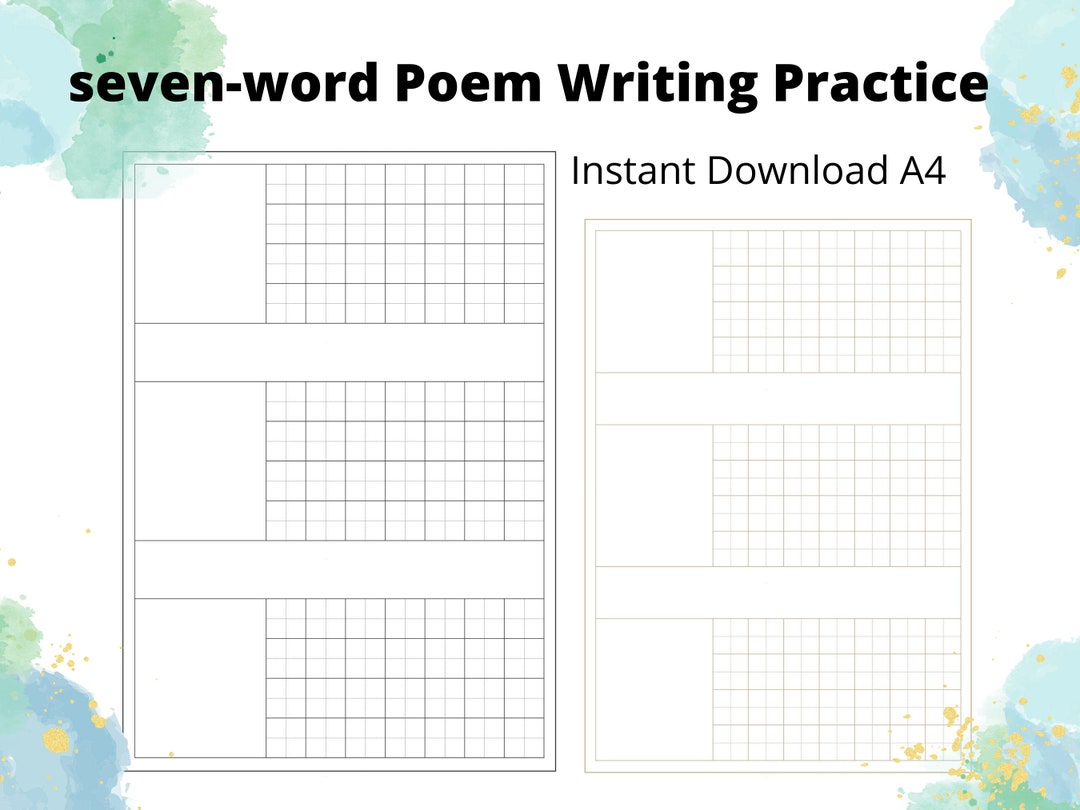 Chinese 7-word Poem Writing Sheet, Tianzige Calligraphy Paper, 七言诗田字格 ...