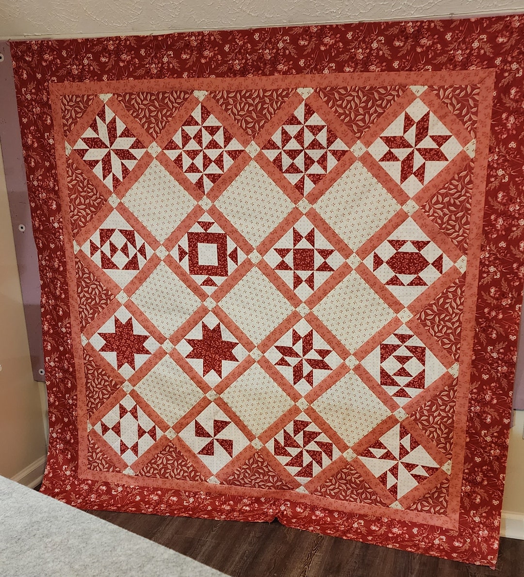 Red & White Block of the Month 2023 Quilt. Double Batting and Flannel ...