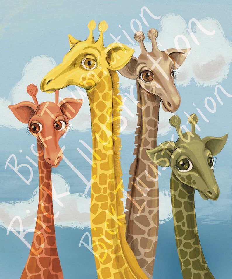 Colorful Giraffe Printable Wall Art - Etsy