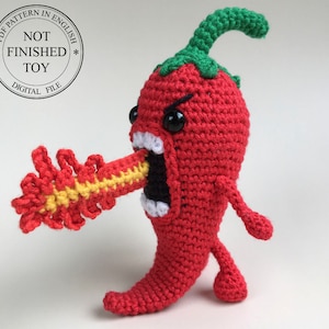 Crochet Pattern Crazy Red Hot Pepper, Amigurumi Pepper, Vegetables ...