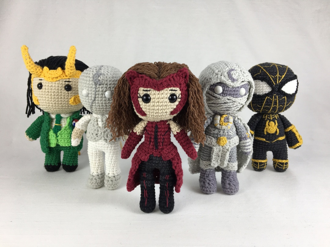 Superhero Crochet Pattern Doll Set of 5, Amigurumi Superhero, Handmade ...