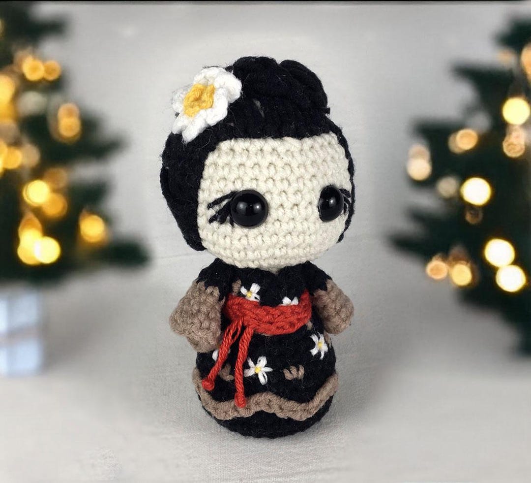 Kokeshi Crochet Pattern Doll, Amigurumi Keychain, Kokeshi Doll ...