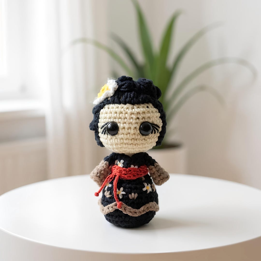 Kokeshi Doll Keychain Crochet Pattern: Amigurumi Mini Doll, Japanese ...