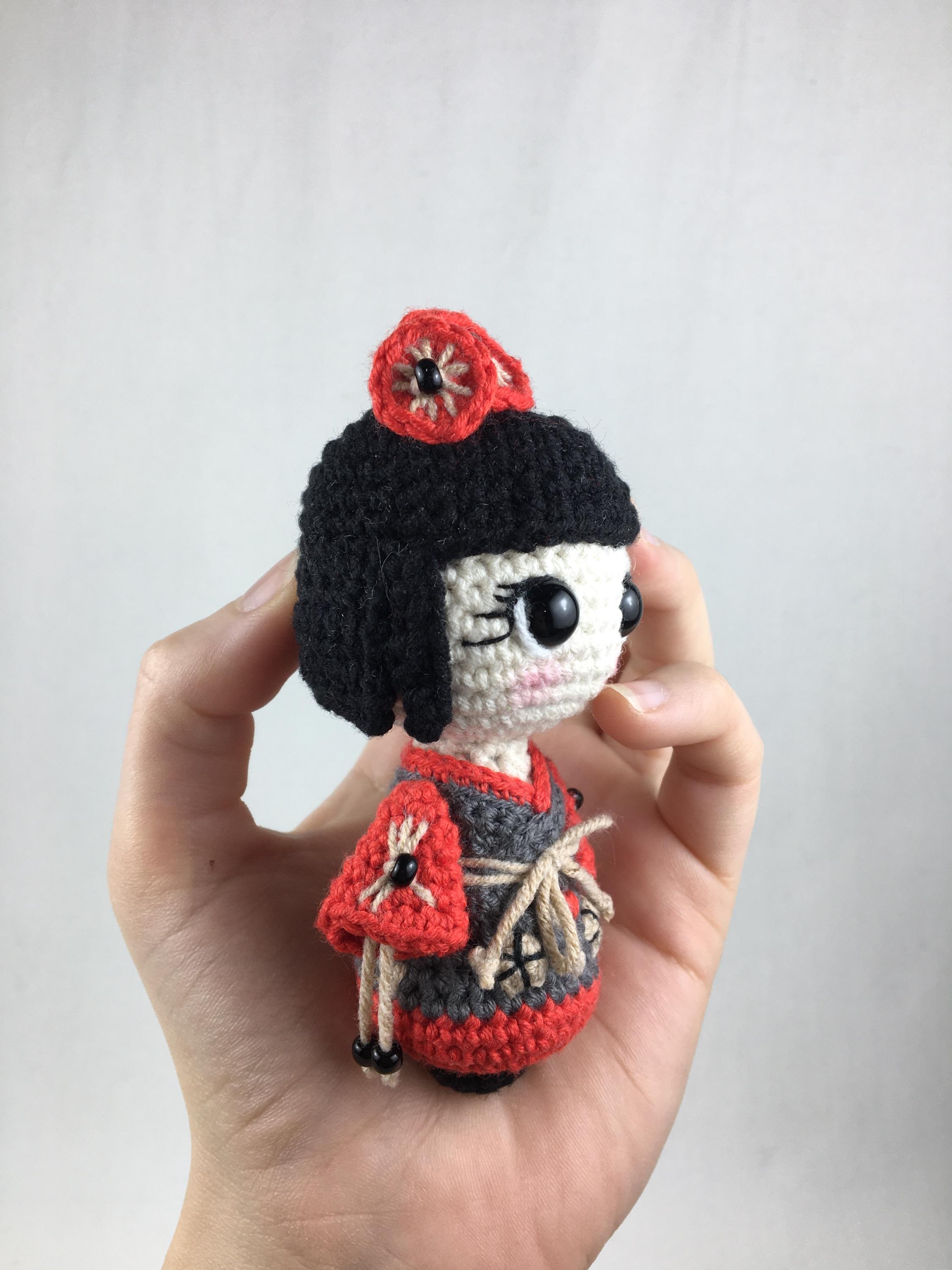 Mini Kokeshi Doll Crochet Pattern: Amigurumi Keychain, Japanese Style ...