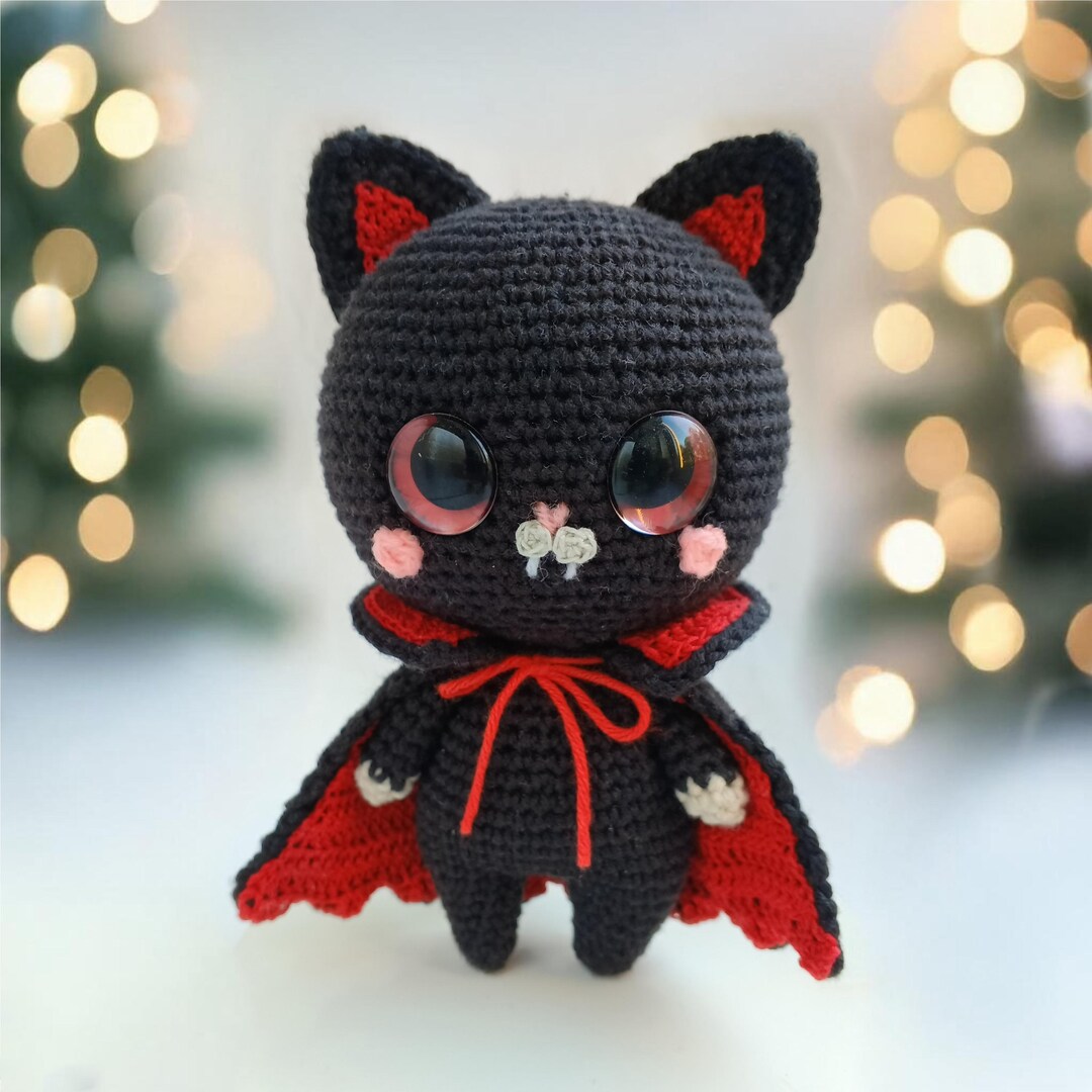 Vampire Cat Halloween Crochet Pattern, Halloween Cat Amigurumi, Vampire ...