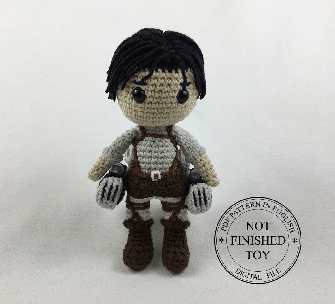 Eren Yeager attack on Titan Crochet Pattern PDF Amigurumi - Etsy