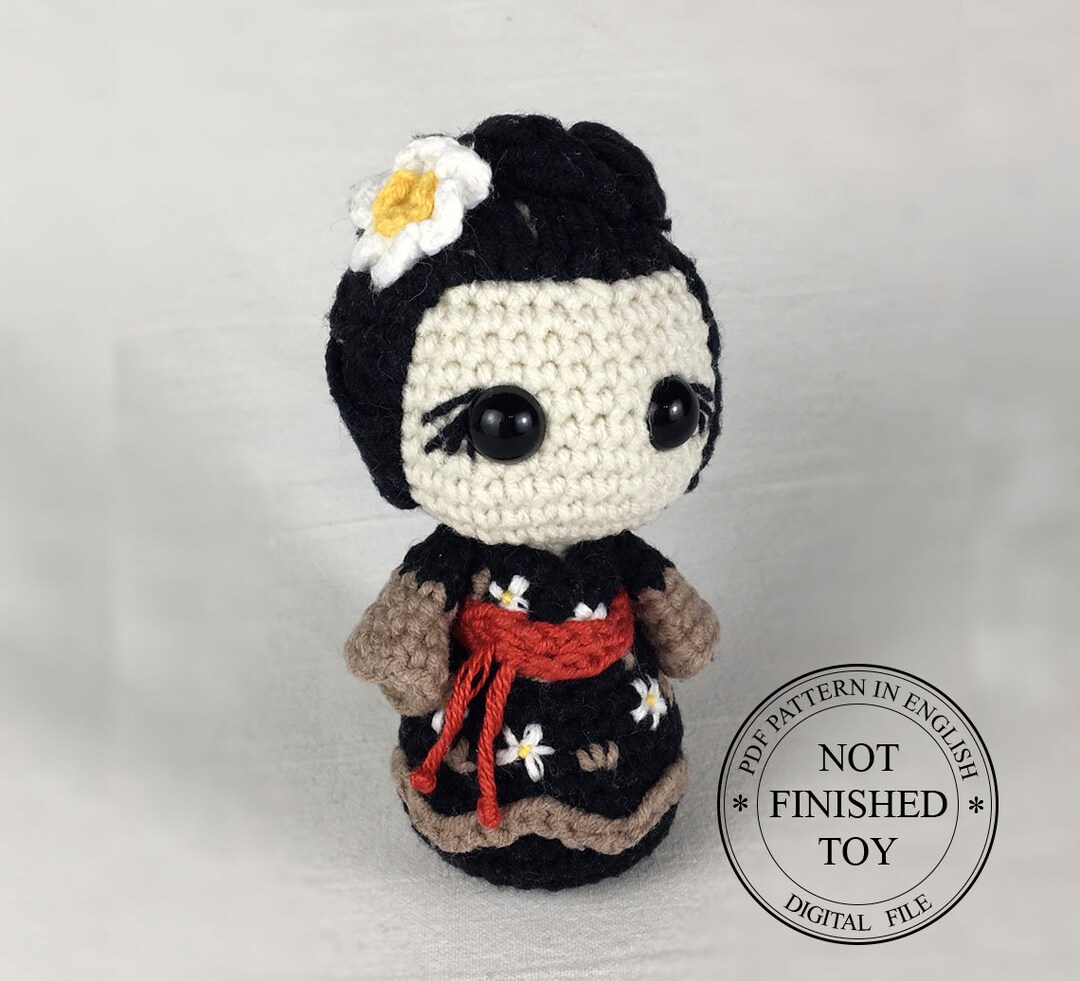 Kokeshi Crochet Pattern Doll, Amigurumi Keychain, Kokeshi Doll ...