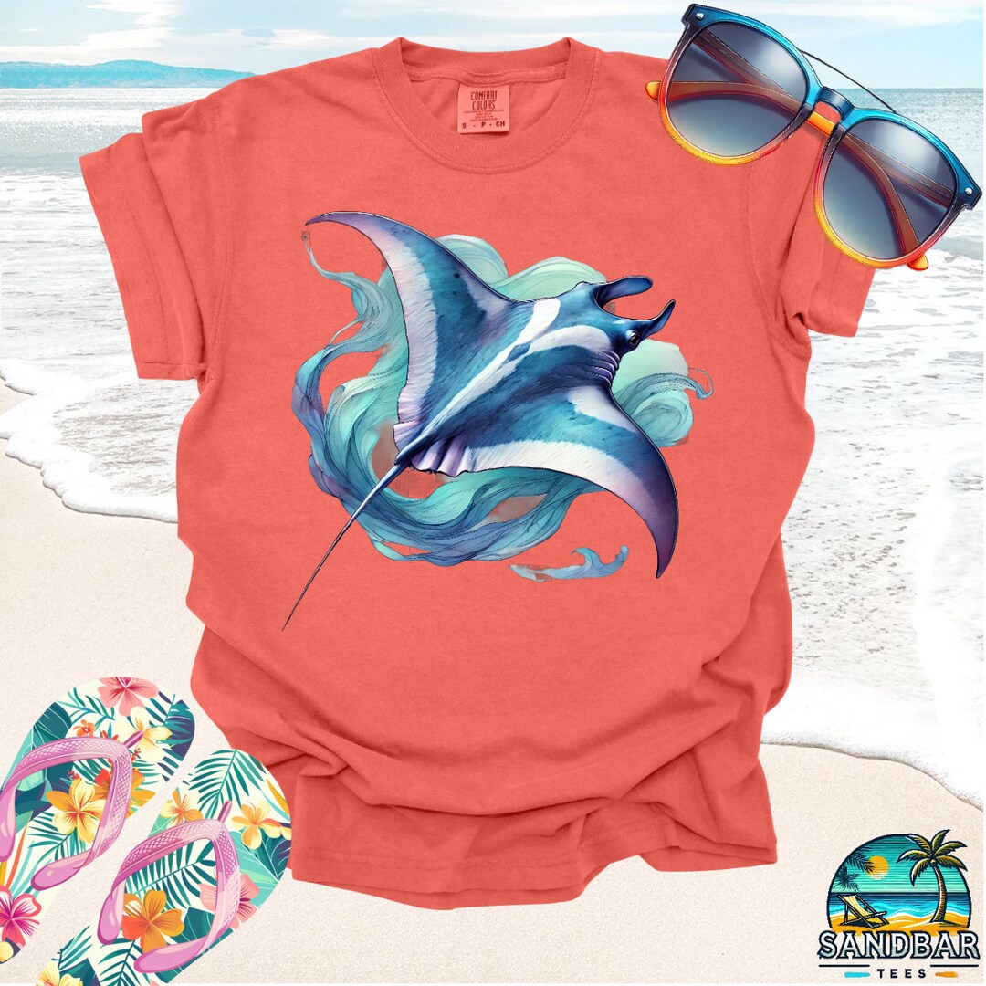 Watercolor Manta Ray Unique Design Unisex Garment-dyed T-shirt - Etsy
