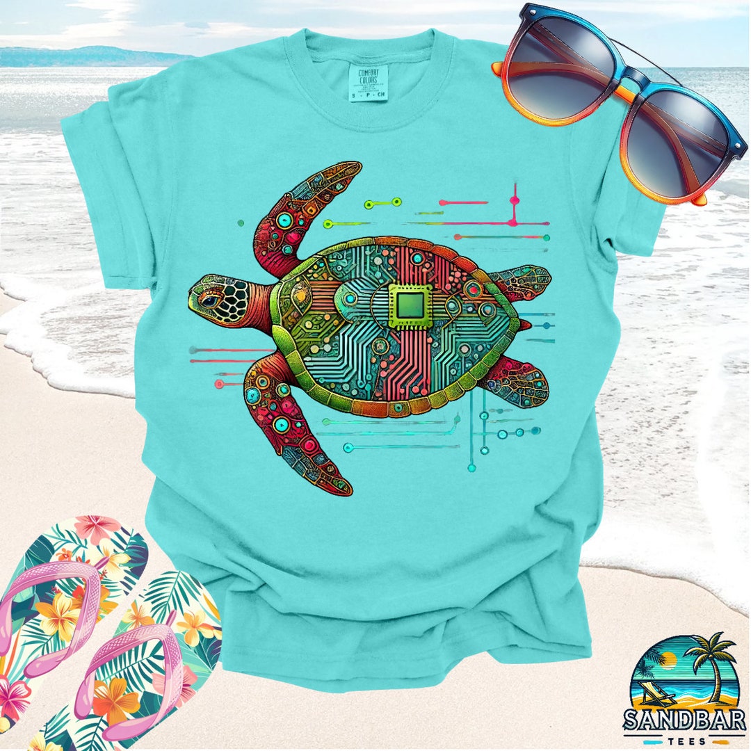 Colorful Techno Sea Turtle, Honu-inspired Merchandise for Turtle Fans ...