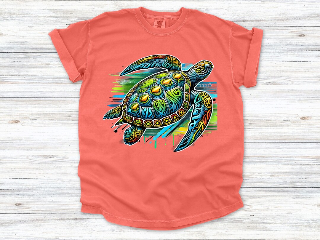 Colorful Graffiti Sea Turtle Design Unisex Garment-dyed T-shirt - Etsy