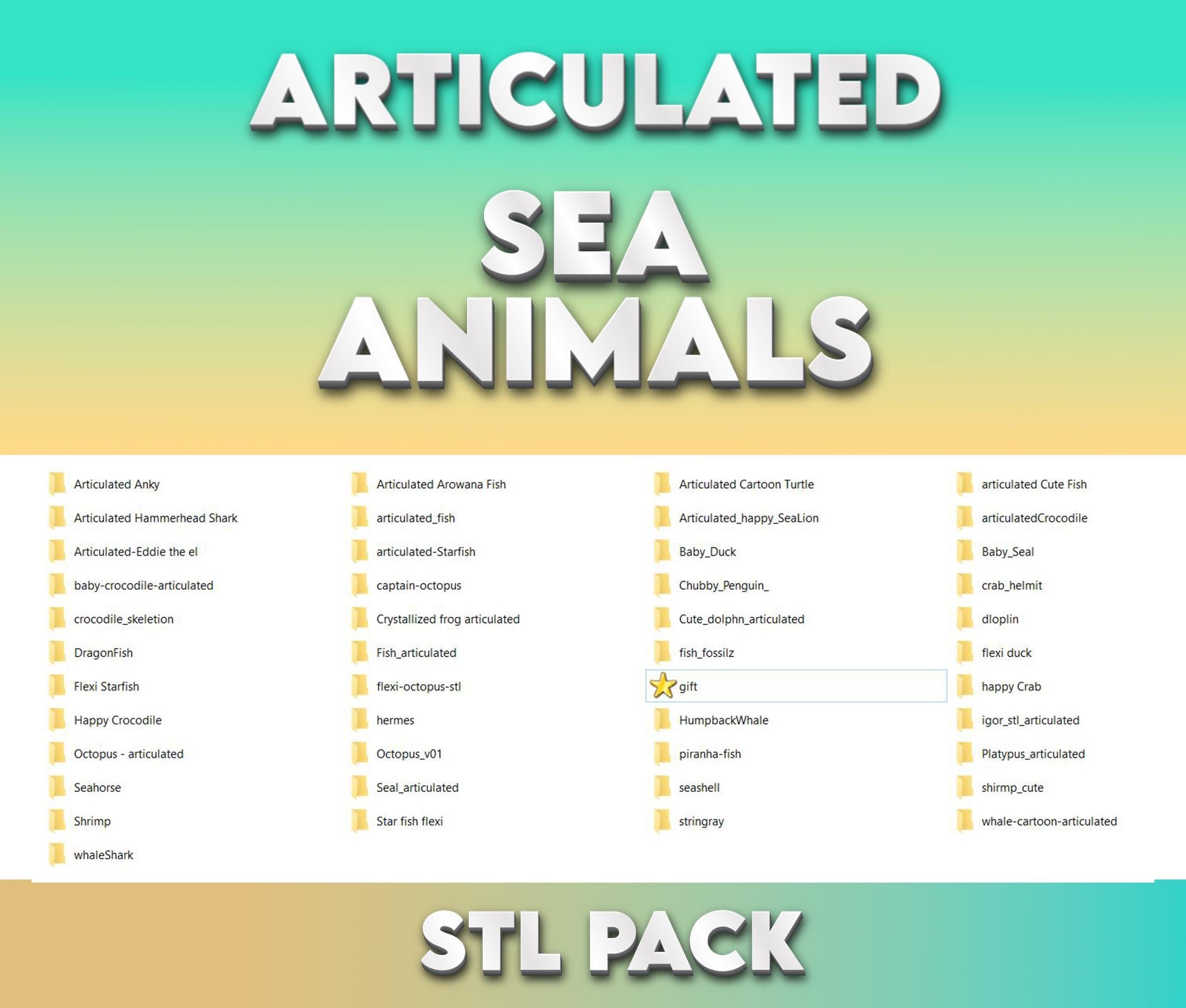 Flexi Sea Animal STL Pack: 3D Printing Models (40+ Files) - Etsy