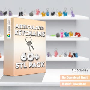 Articulated Keychain STL Bundle + 60+ Digital Files - 3D Printer Ready ...